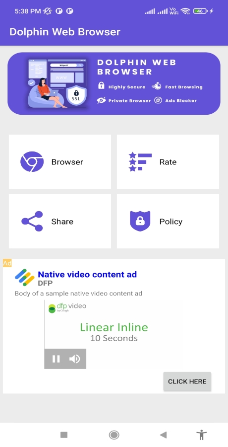 Dolphin Web Browser(Android 12 Supported and SDK 32 Integrated) by codebyteinfotech